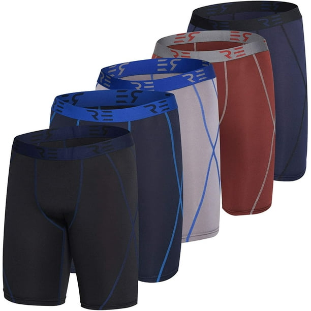 Real Essentials 5 Pack Mens Compression Shorts Men Quick Dry