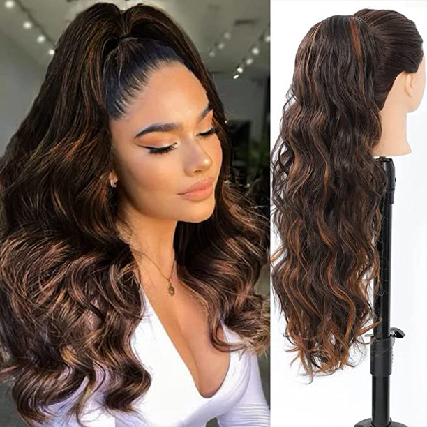 24Inch Long Body Wave Clip Ponytail Extension Drawstring For Women ...