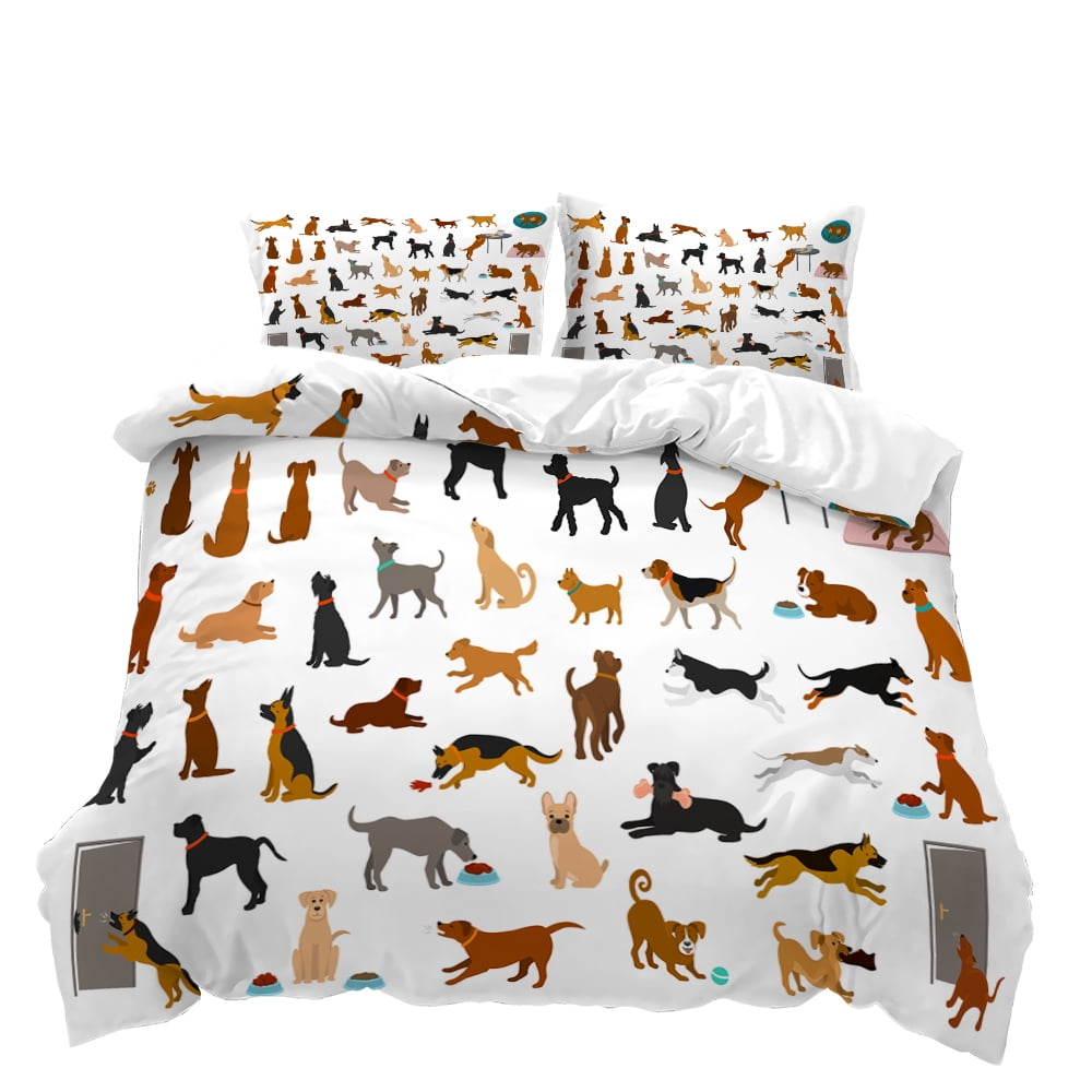 Hosima 3 Piece 3D Digital Printed Duvet Cover Double Size Cute Dog ...