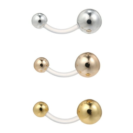 3pcs Stainless Steel Belly Button Rings Pregnancy Curved Tiny Navel ...