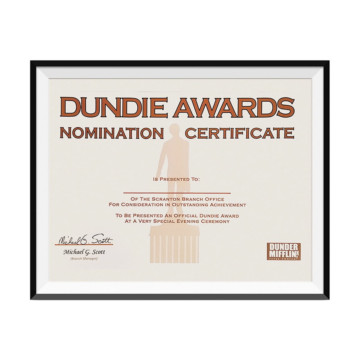 Dundie Awards Nomination Certificate Michael Scott The Office TV Show ...