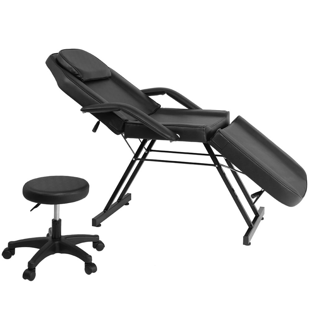 Folding Massage Table Set Rolling Swivel Stool and 3-Section Adjustable ...