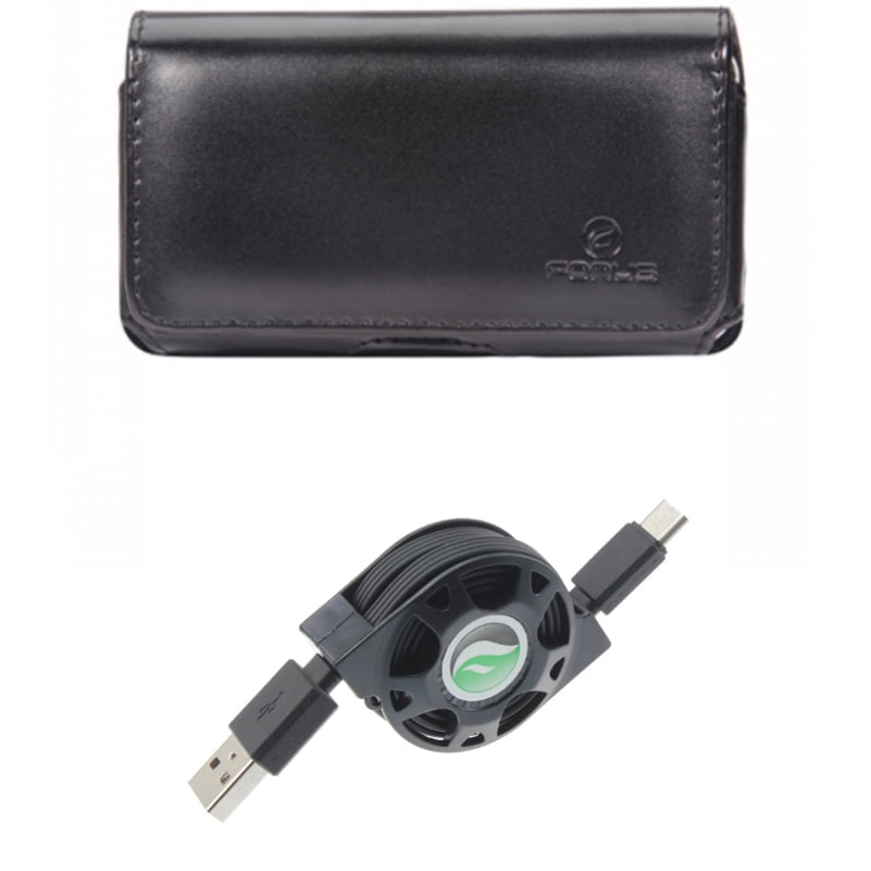 Type-C Retractable USB Cable w Swivel Leather Case Belt Clip D2L for ...