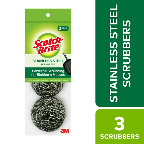 Scotch-Brite Stainless Steel Scrubbers, 3 Scrubbers - Walmart.com