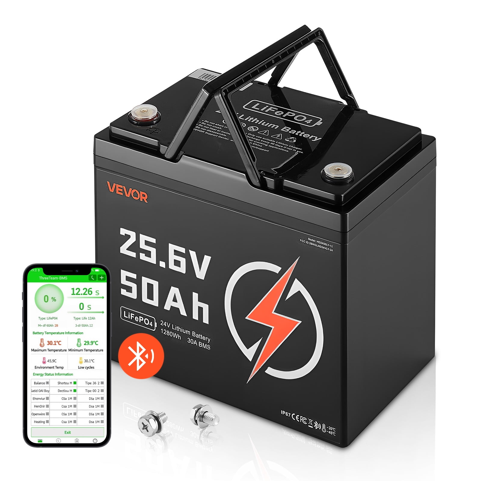 Click here for Vevor 24v 50ah Lifepo4 Lithium Battery Bluetooth R... prices