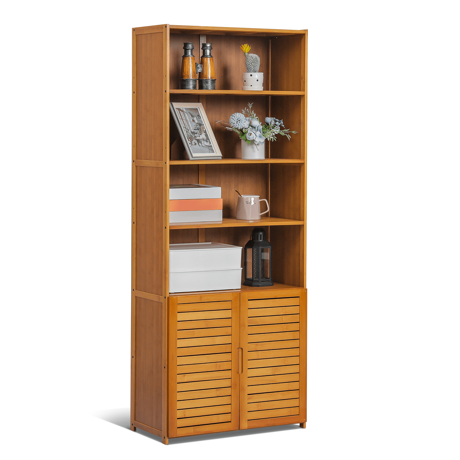 MoNiBloom Bamboo 6 Tier Bookshelf, 59" Tall Bookcase, Modern Storage ...