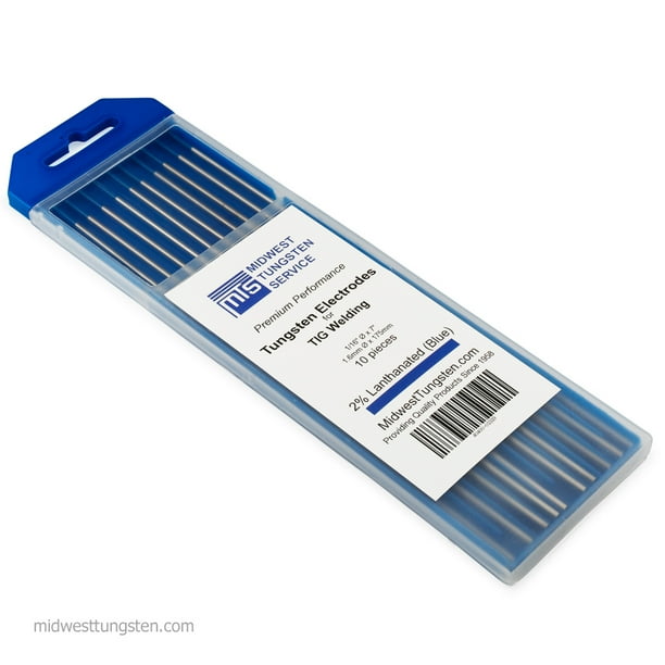 TIG Welding Tungsten Electrodes 2% Lanthanated 1/16” x 7” (Blue) 10 ...