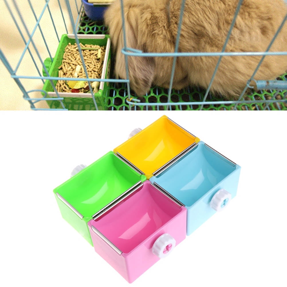 Stainless Steel Water Food Feeder Feeding Rabbit Hanging Cage Square ...