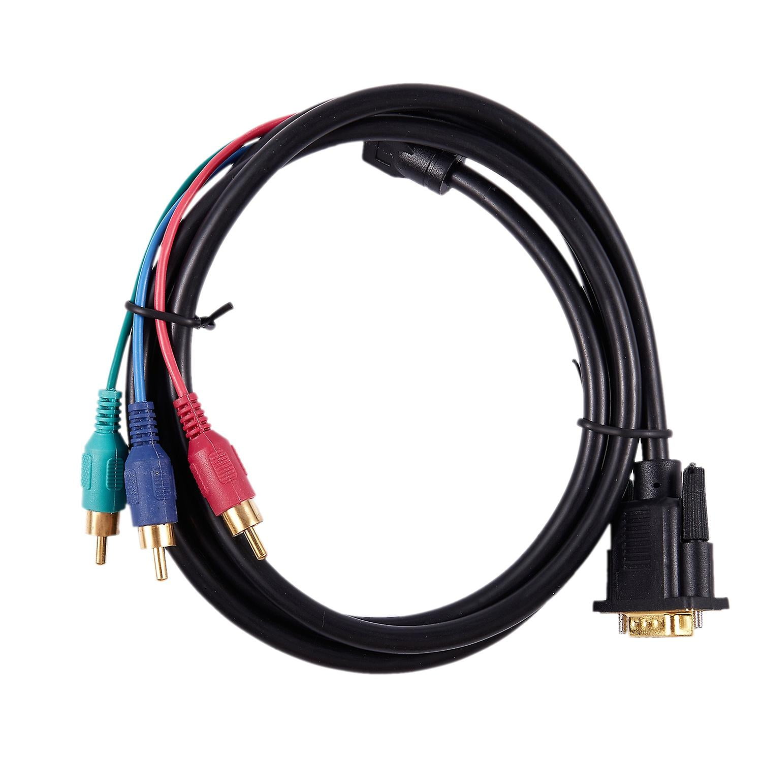 1.5M 4.9Ft VGA 15 Pin Male to 3 RGB Male Video Cable Adapter Black ...