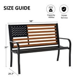 50" Outdoor Garden Bench with American Flag Style, Sturdy Cast Iron ...