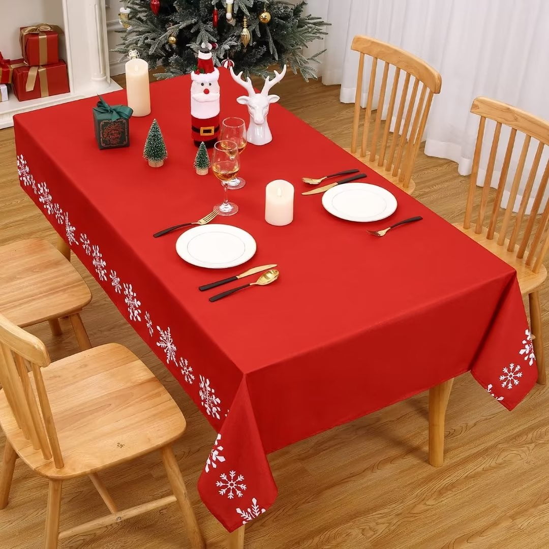 FairOnly Rectangle Snowflake Christmas Tablecloth 52"x70" Waterproof ...