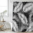 Black Fronds Shower Curtain, Black Slate Gray Leaf Plant Canvas Weave ...