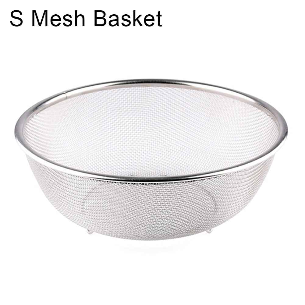 Stainless Steel Drain Mesh Basket Strainer Bowl Fruit Rice Sieve ...