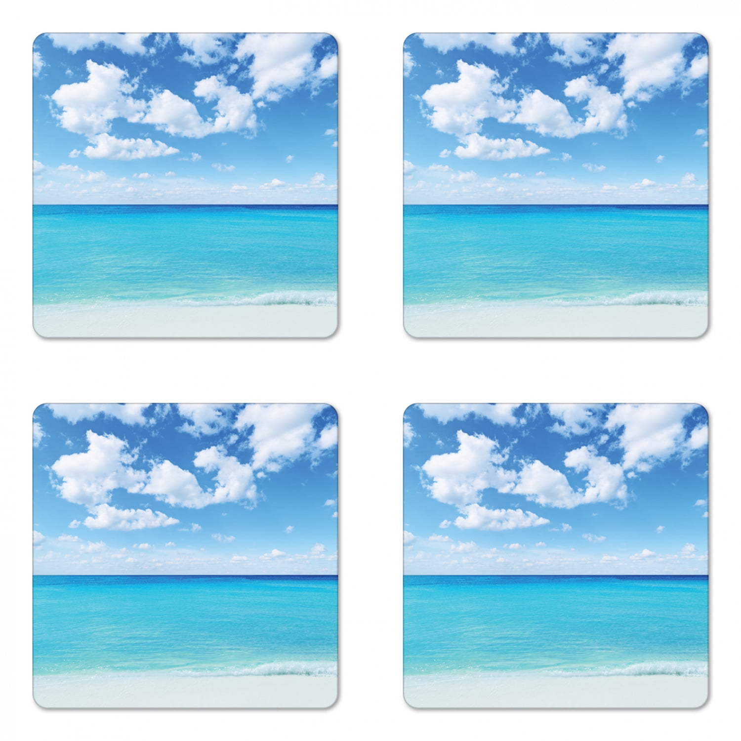 Ocean Coaster Set of 4, Surreal Tropical Seascape with Dreamy Sea and ...
