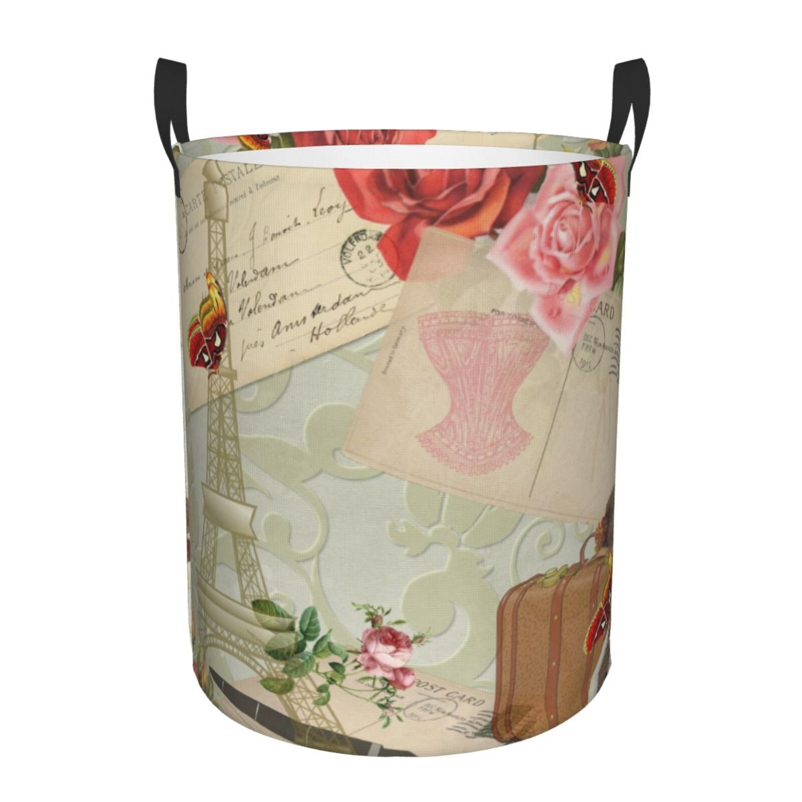 XMXT Collapsible Laundry Basket, Victorian Scrapbooking Prints ...