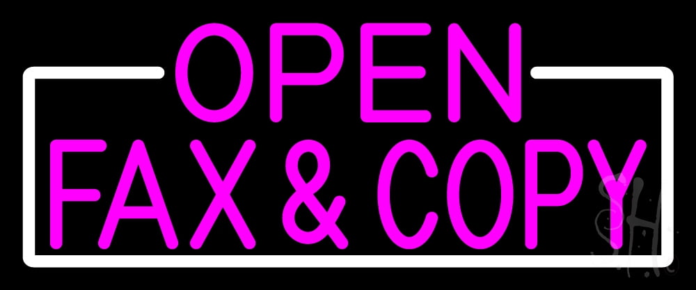 Pink Open Fax And Copy With White Border LED Neon Sign 6 x 15 - inches ...