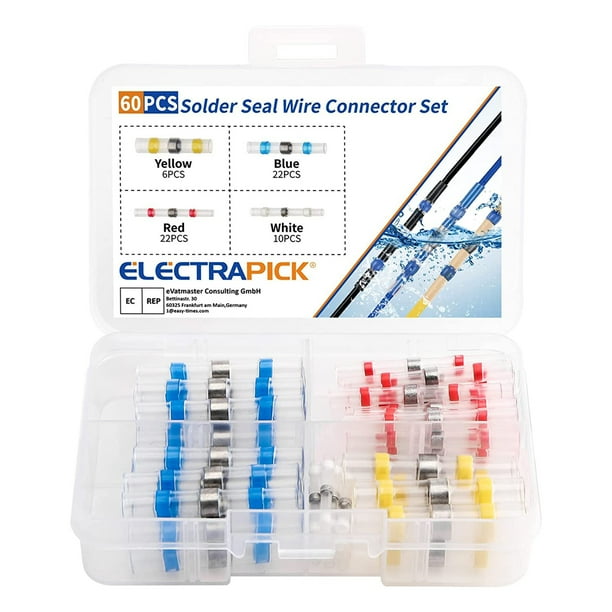 Electrapick Solder Connector Set, 60 Pieces, Waterproof Shrink ...