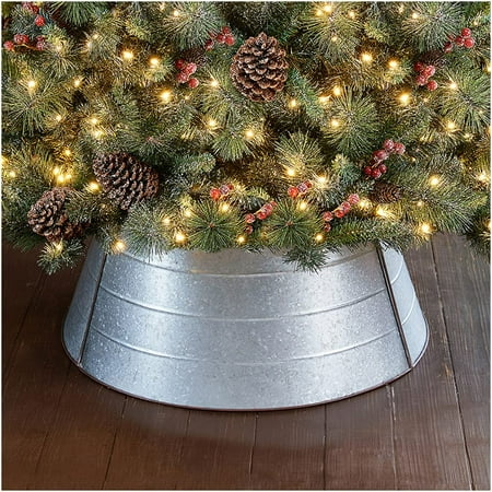 glitzhome 26"D Galvanized Metal Tree Collar, Metal Tree Skirt Tree Base ...