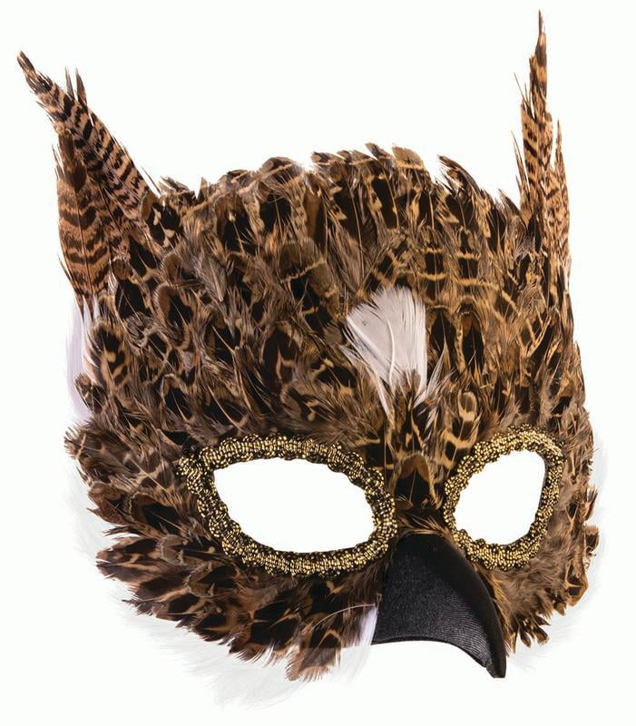 Brown Exotic Feather Bird Mask Woodlands Owl Fairy Carnival Costume ...