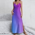BaoFuBaoMei Spaghetti Dresses for Women Plus Size Gradient Side Slit ...
