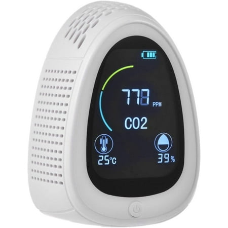 Digital Carbon Dioxide Monitor, Rechargeable 0-5000PPM Air Quality Detector, 3-In-1 Co2 Display ...