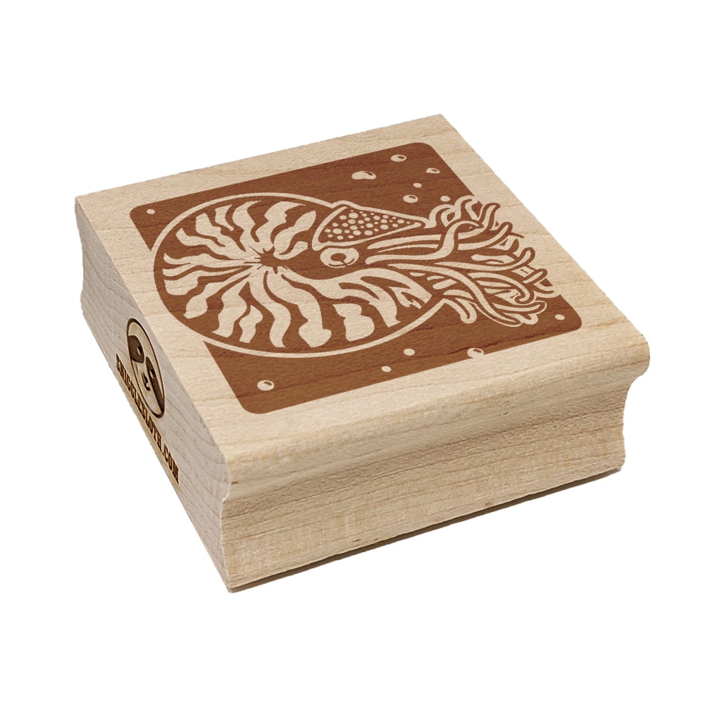 Chambered Nautilus Sea Ocean Creature Square Rubber Stamp Stamping ...