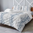 4 Piece Duvet Cover Set Twin, Blue Gray Tree Branch on White Soft ...