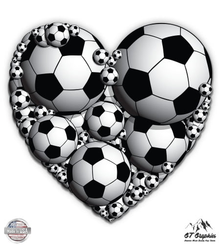 Soccer Balls Heart - 3" Vinyl Sticker - For Car Laptop I-Pad Phone ...
