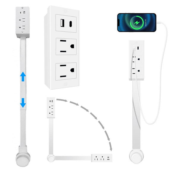 JUNCHI-Long Power Strip, Multi Plug Outlet Extender with 10 Outlets ...