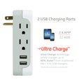 GE Pro 2-Outlet, 2 USB Side-Access Surge Protector Adapter, White ...