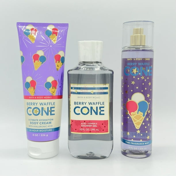 Bath and Body Works Berry Waffle Cone Body Cream, Shower Gel and Fine ...