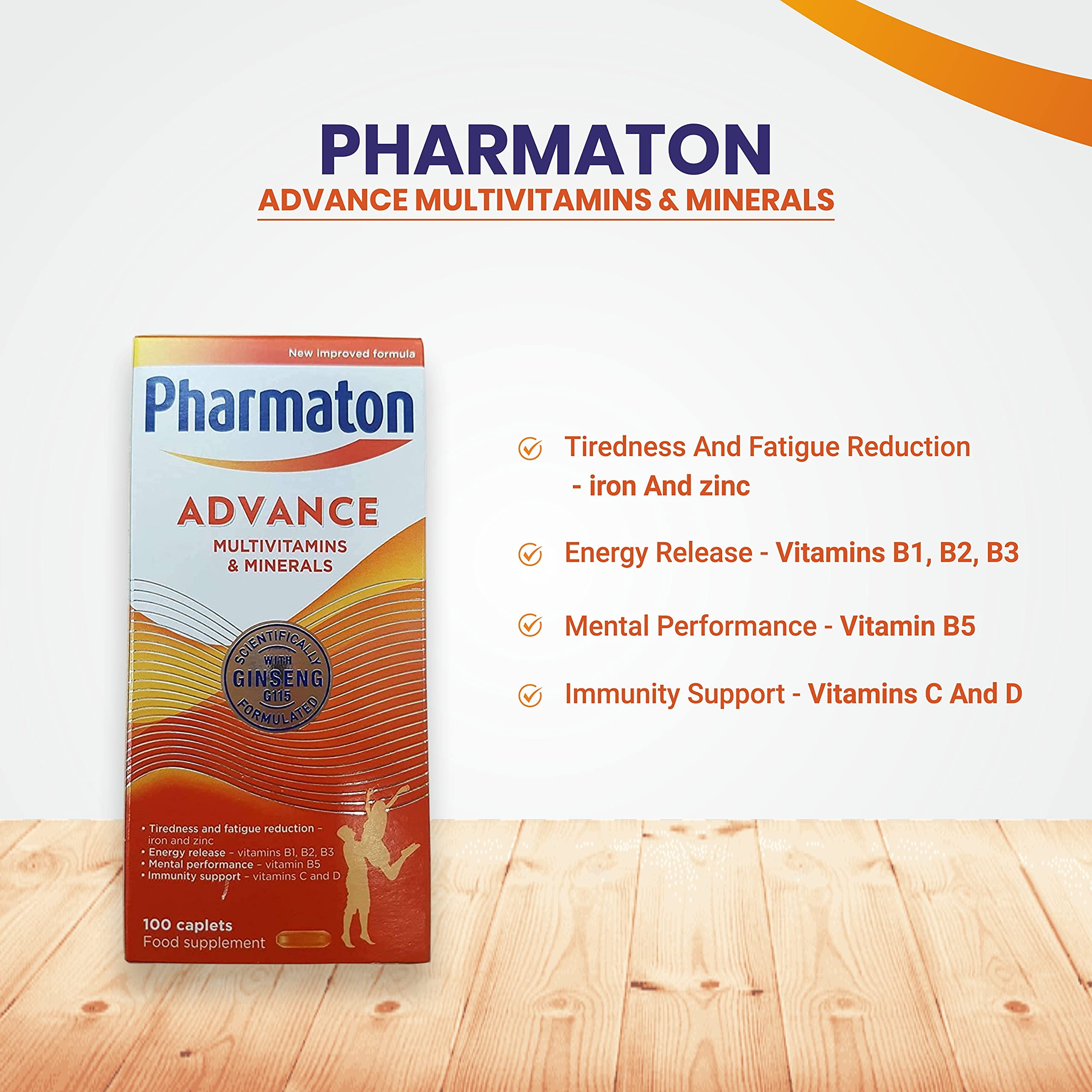 Buy Pharmaton Advance Multivitamin and Mineral Caplets, 100 Caplets ...