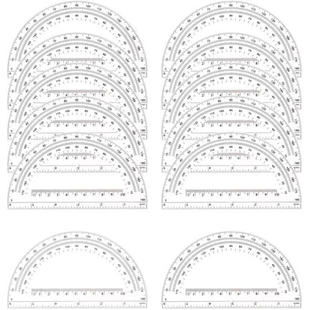 Math Protractors Plastic Protractor 180 Degrees, Clear, (4 inch + 6inch ...