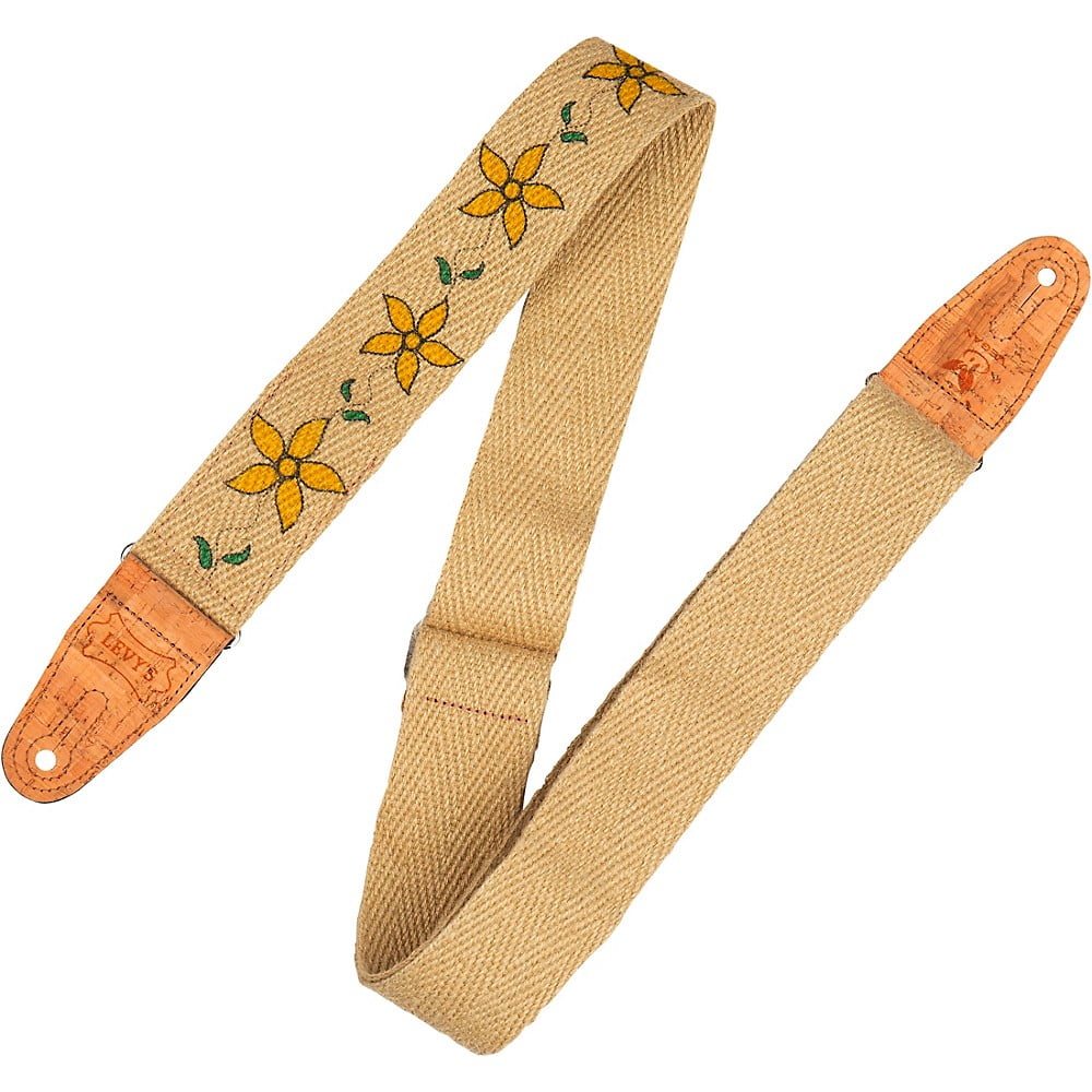 Levy's 2" Flowering Vine Hemp Series Guitar Strap Yellow Flower ...