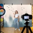 12x8ft Photo Backdrop, Foggy Forest Soft Polyester Backdrop Curtains ...