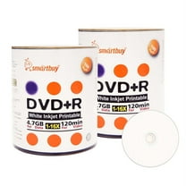 100 Pack Smartbuy 16X DVD+R DVDR 4.7GB White Inkjet Hub Printable Data ...