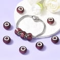 10pc Handmade Silver Foil Glass European Beads with Silver Color Plated ...