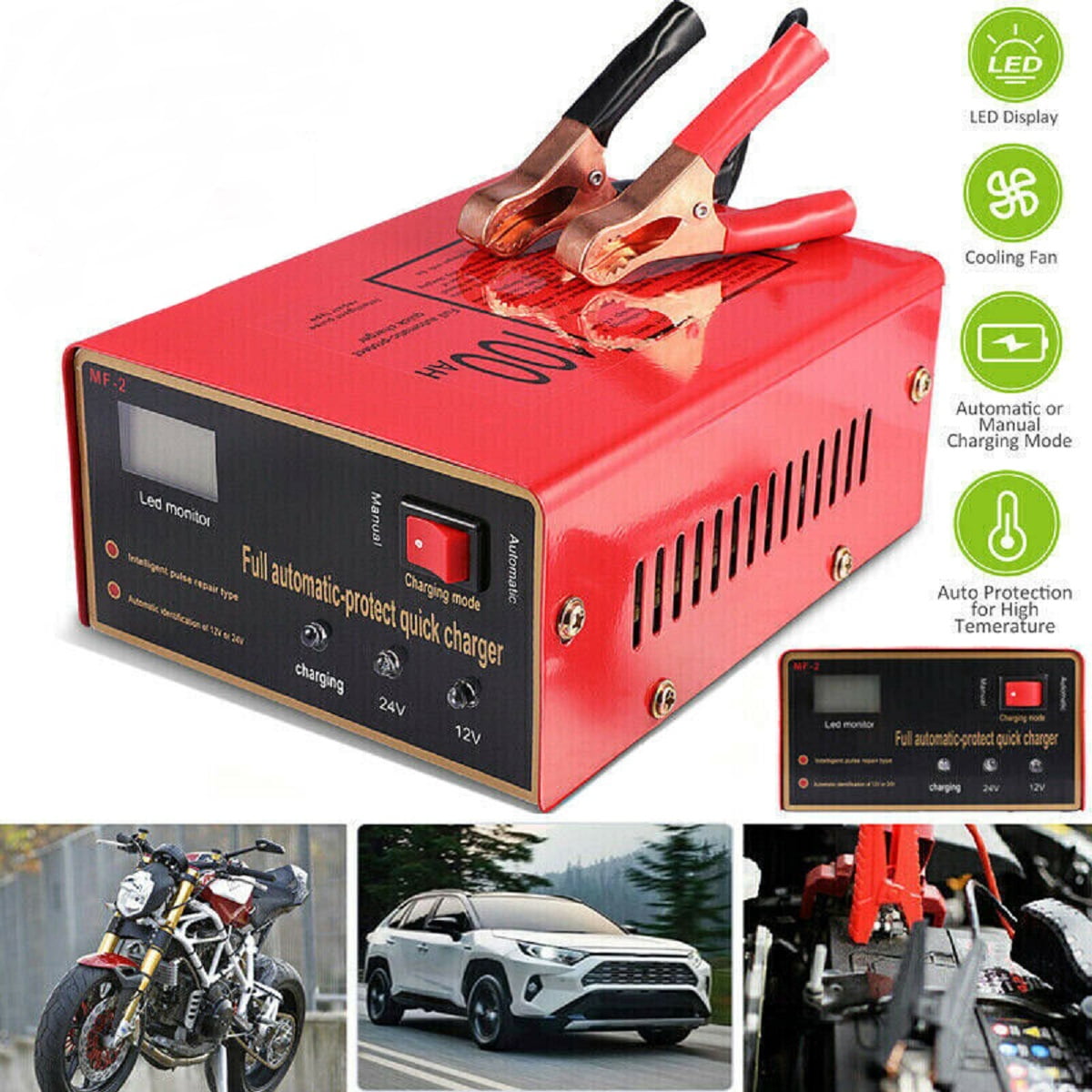 Maintenance Free Battery Charger 12V/24V 10A 140W Output For Electric ...