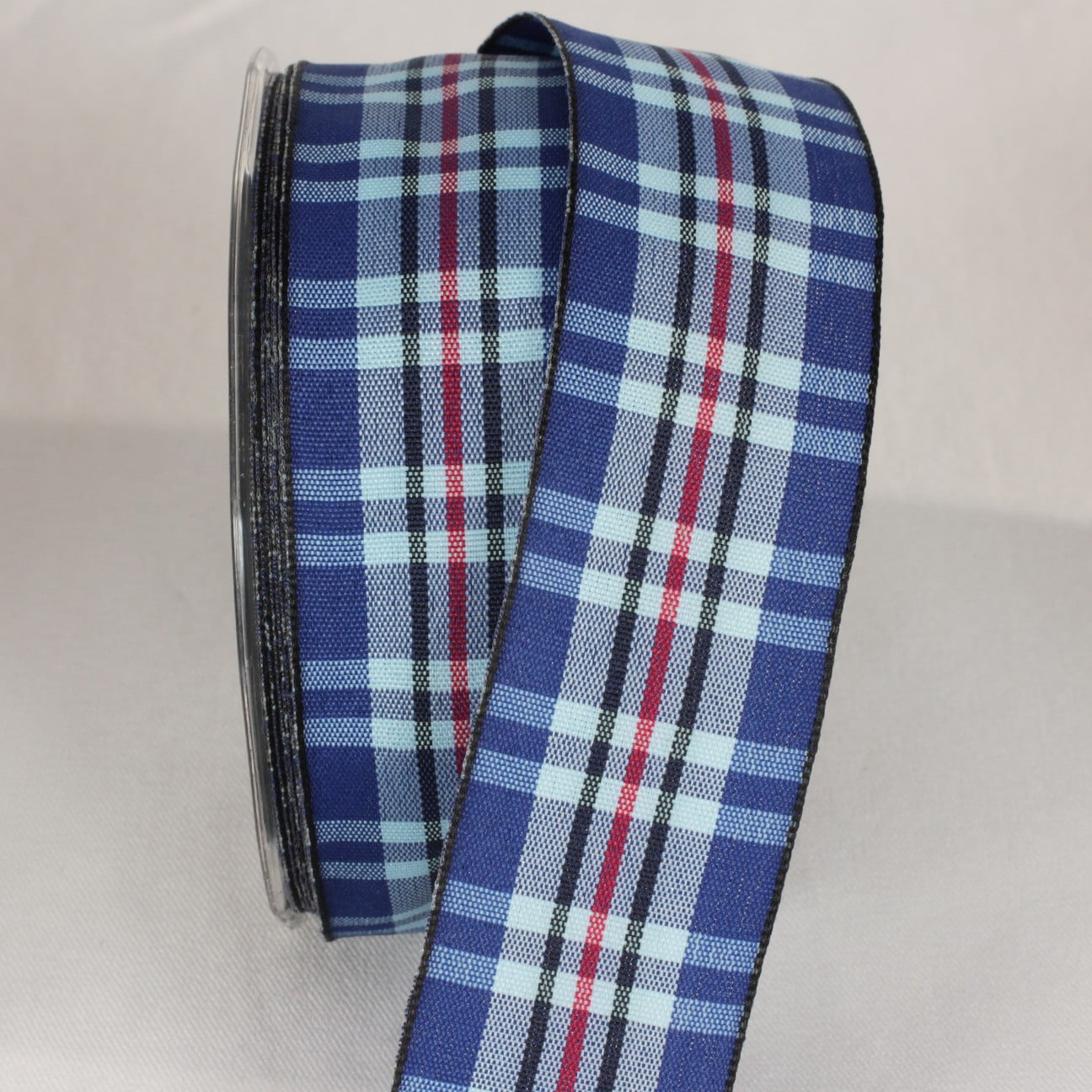 The Ribbon People Cobalt Blue and White Plaid Tartan Wired Craft Ribbon ...