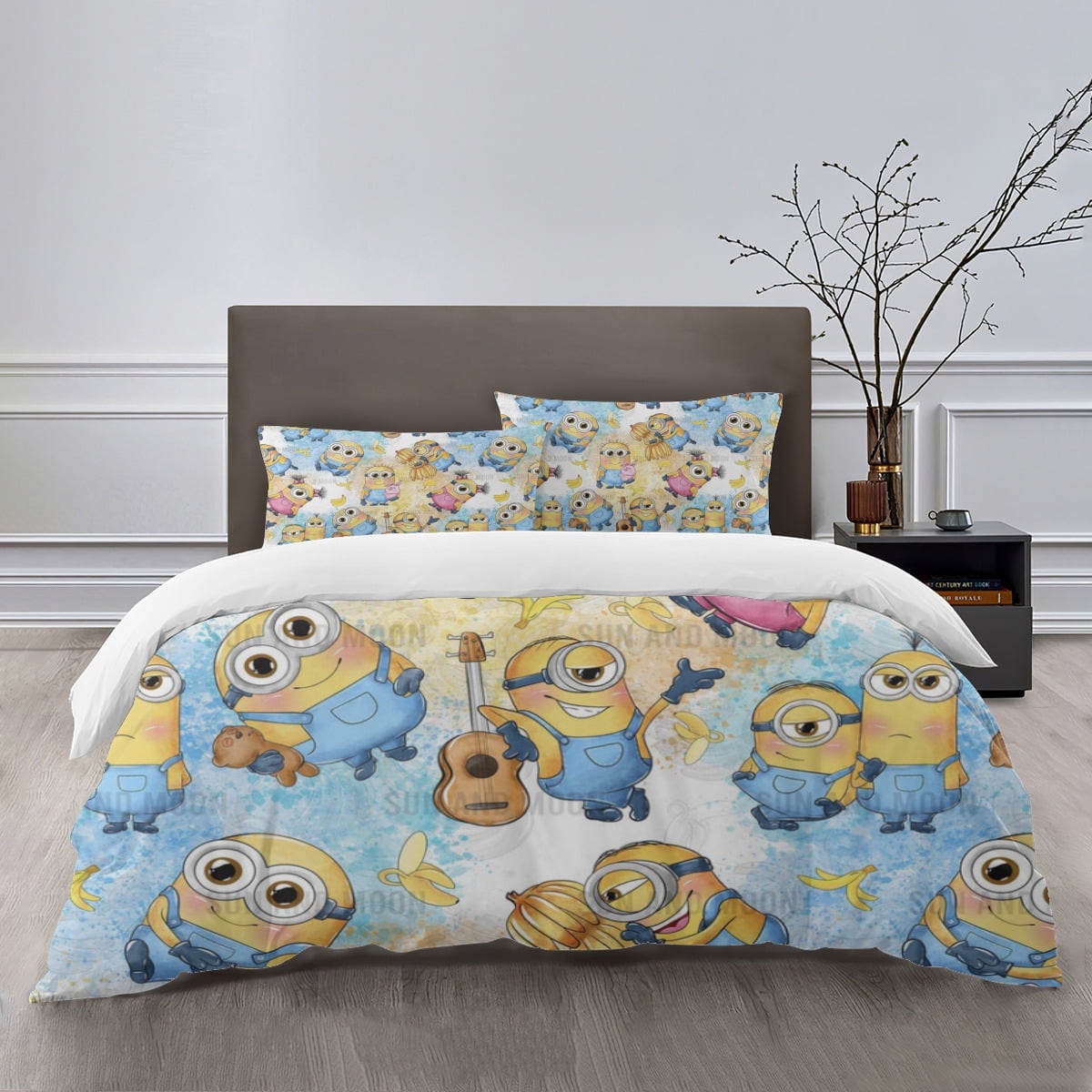 Minions Bedding Sets Bed Cartoon Duvet Cover Lightweight 3 Piece Bet ...