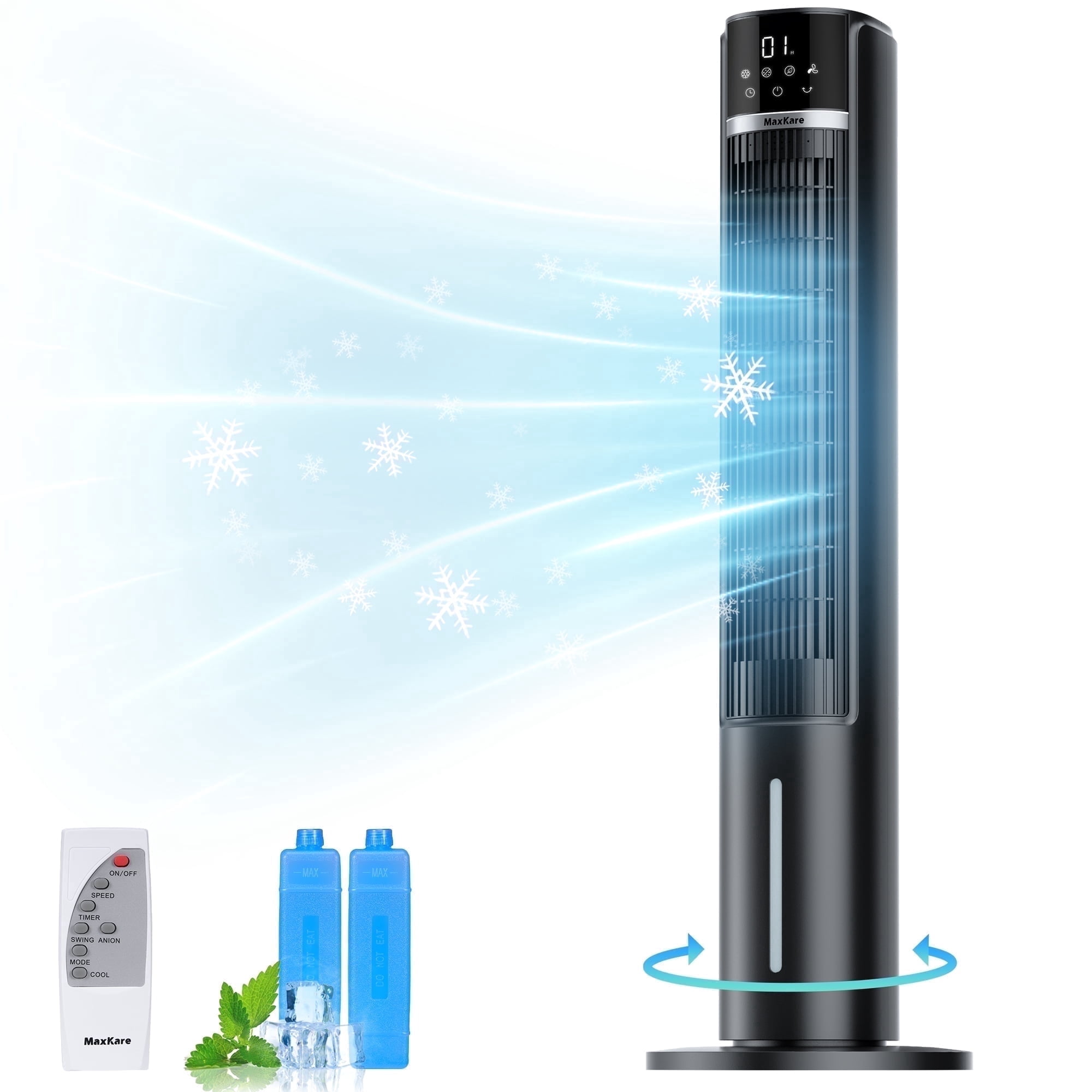 Entil 40" Evaporative Air Cooler, 3-in-1 Swamp Cooler Tower Fan, 75 ...