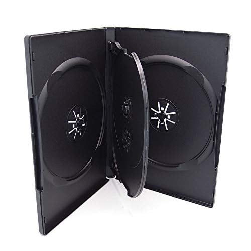 Maxtek 25 Pack Standard 14mm Black Quad 4 Disc DVD Cases with Double ...