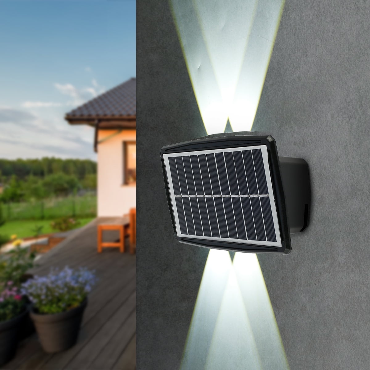 Gotydi 4 LED Solar Wall Light Glow Up and Down IP65 Waterproof Solar ...
