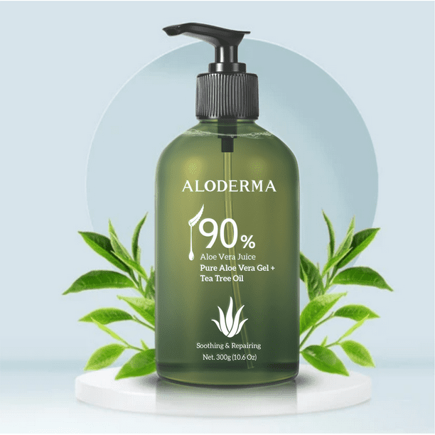 Aloderma Pure Aloe Vera Gel Tea Tree Oil Made With 90 Organic Aloe
