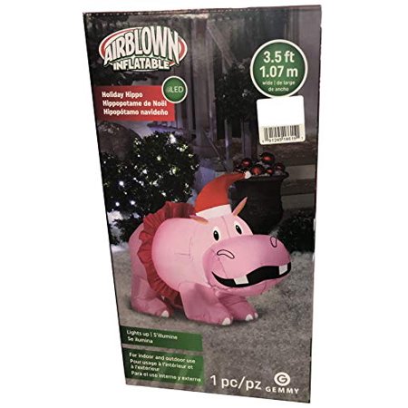 Gemmy Christmas Hippo Pink Balerina In Santa Hat Airblown Yard ...