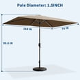 10' x 6.5' Rectangular Patio Umbrella – Push Button Tilt & Crank, 6 ...