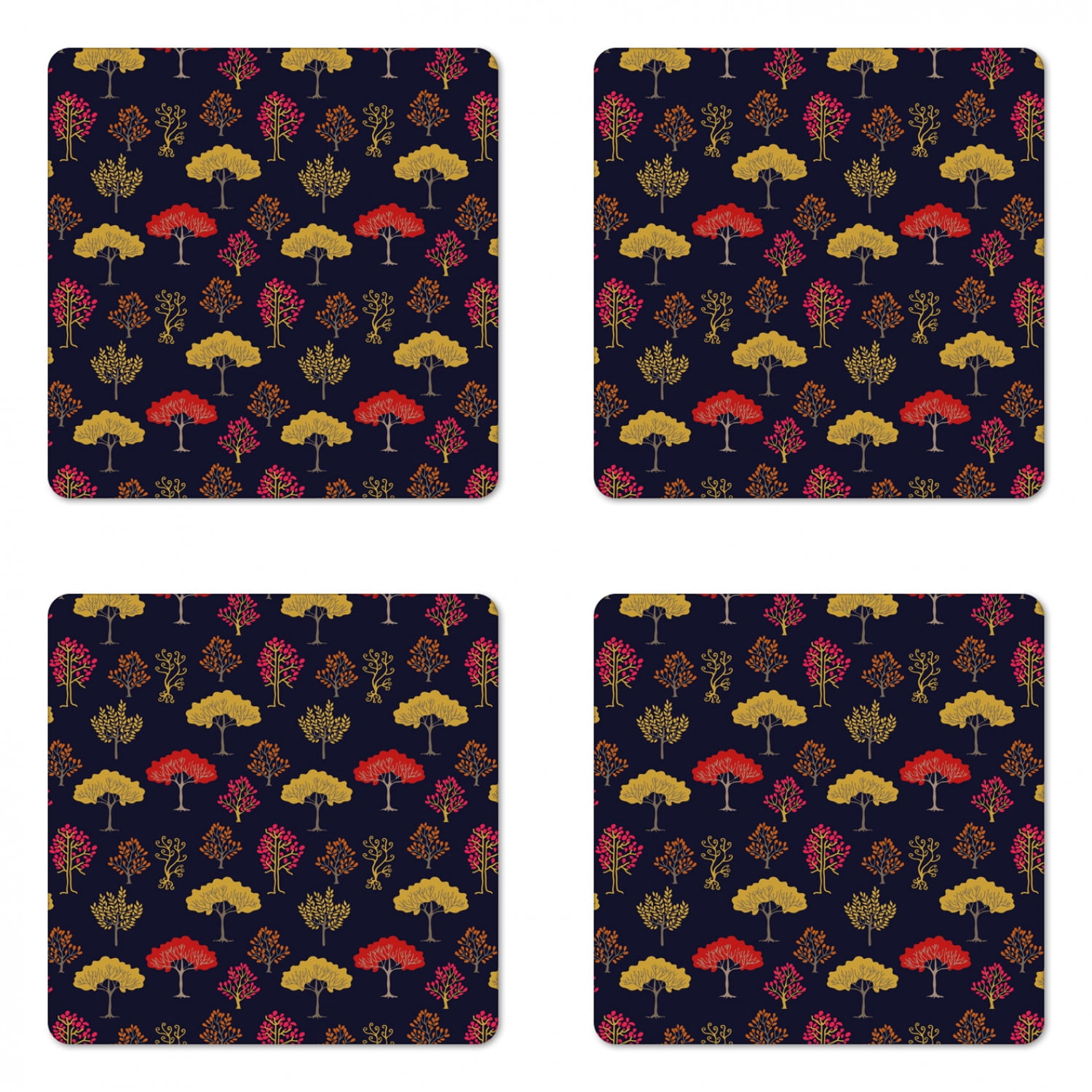 Nature Coaster Set of 4, Various Tree Patterns Branches and Blossoms ...