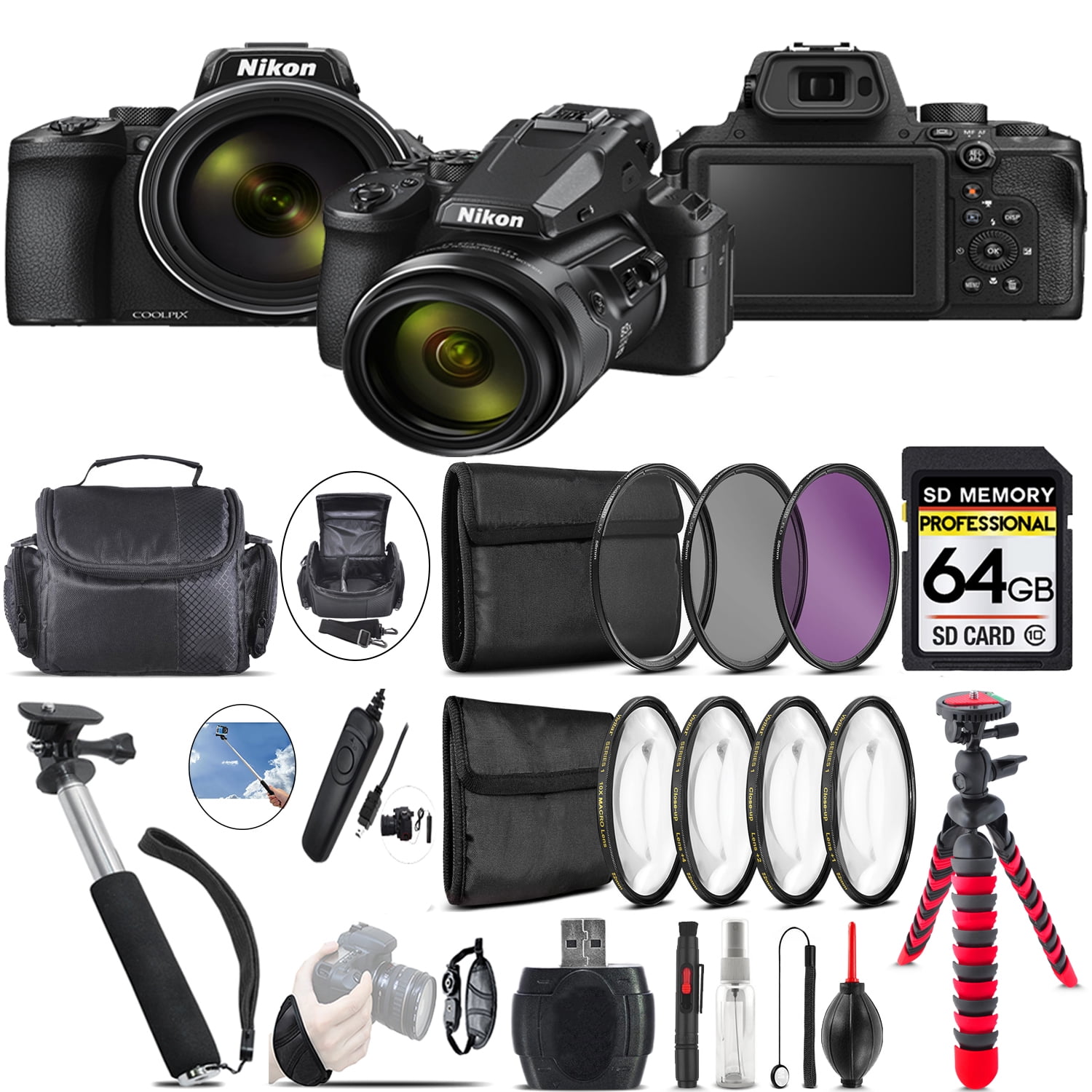 Nikon COOLPIX P950 Digital Camera + Spider Tripod + Case - 64GB Bundle ...