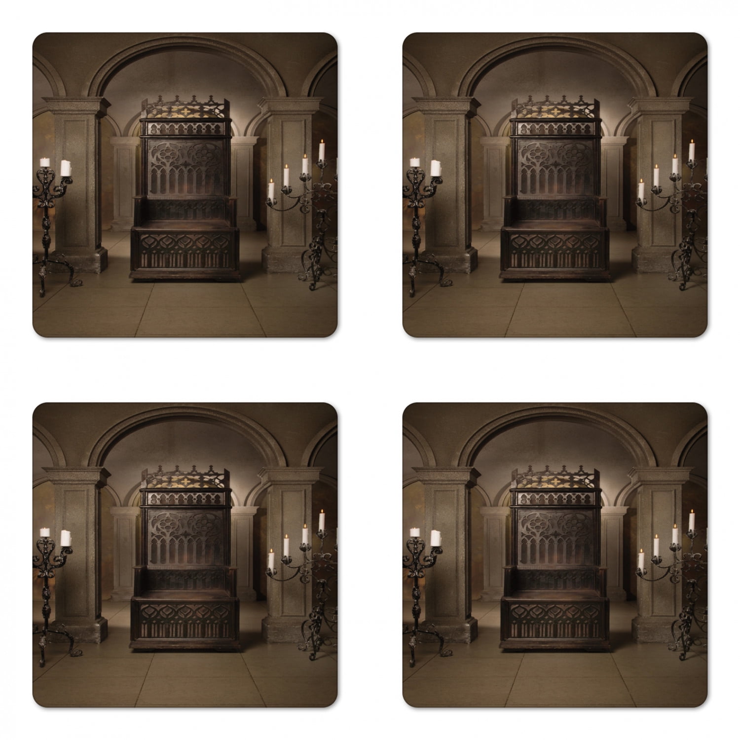 Gothic Coaster Set of 4, Royal in Medieval Castle Renaissance Kingdom ...
