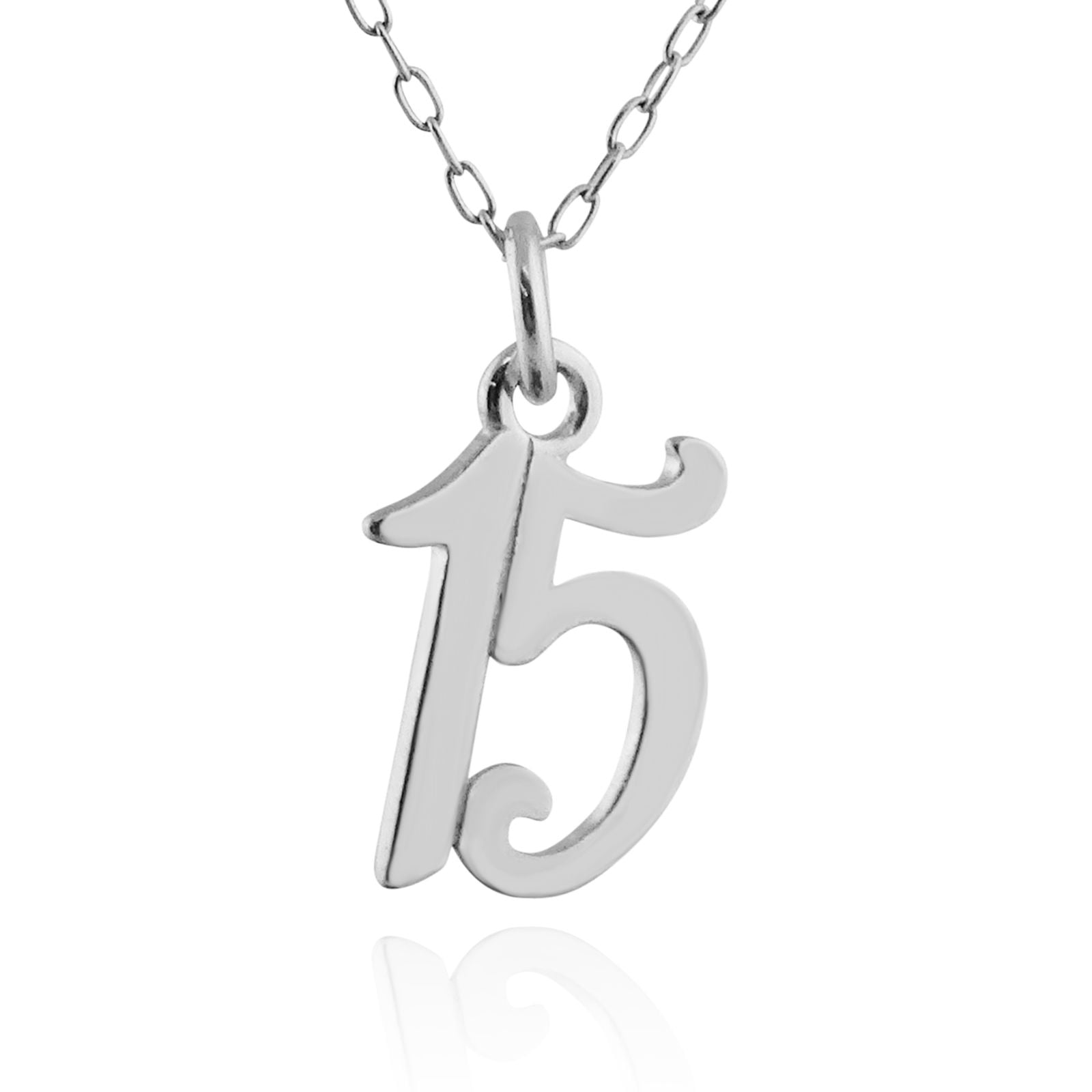 Sterling Silver Number 15 Fifteen Charm Necklace, 18" - Walmart.com